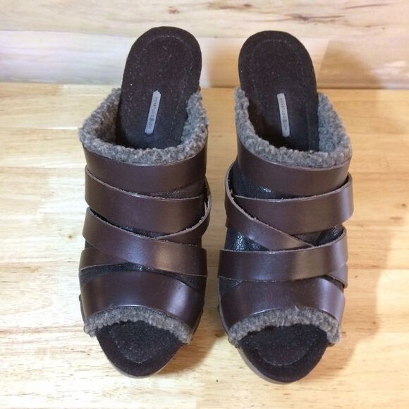 Max Studio | Shoes | Max Studio Aura Wood Leather Shearling Mulesshoes ...